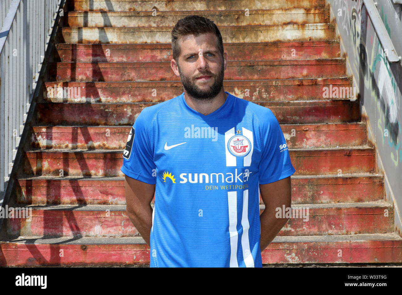 Rostock, Germany. 11th July, 2019. Marco Königs is standing on a ...