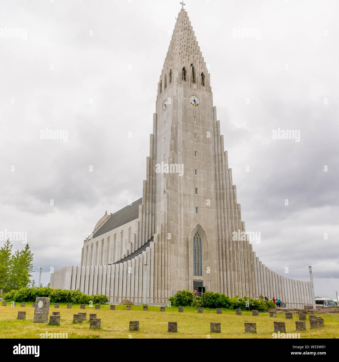 Reykjavik, Iceland, July 2019: Hallgrimskirkja or church of Hallgrimur ...