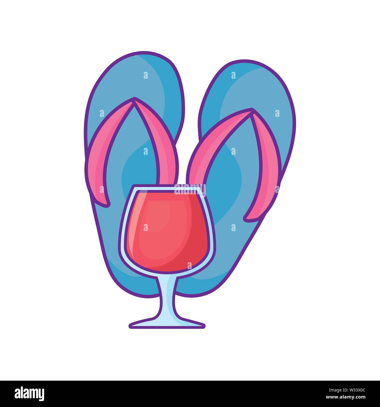 flip flops with cocktail in cup vector illustration design Stock Vector ...