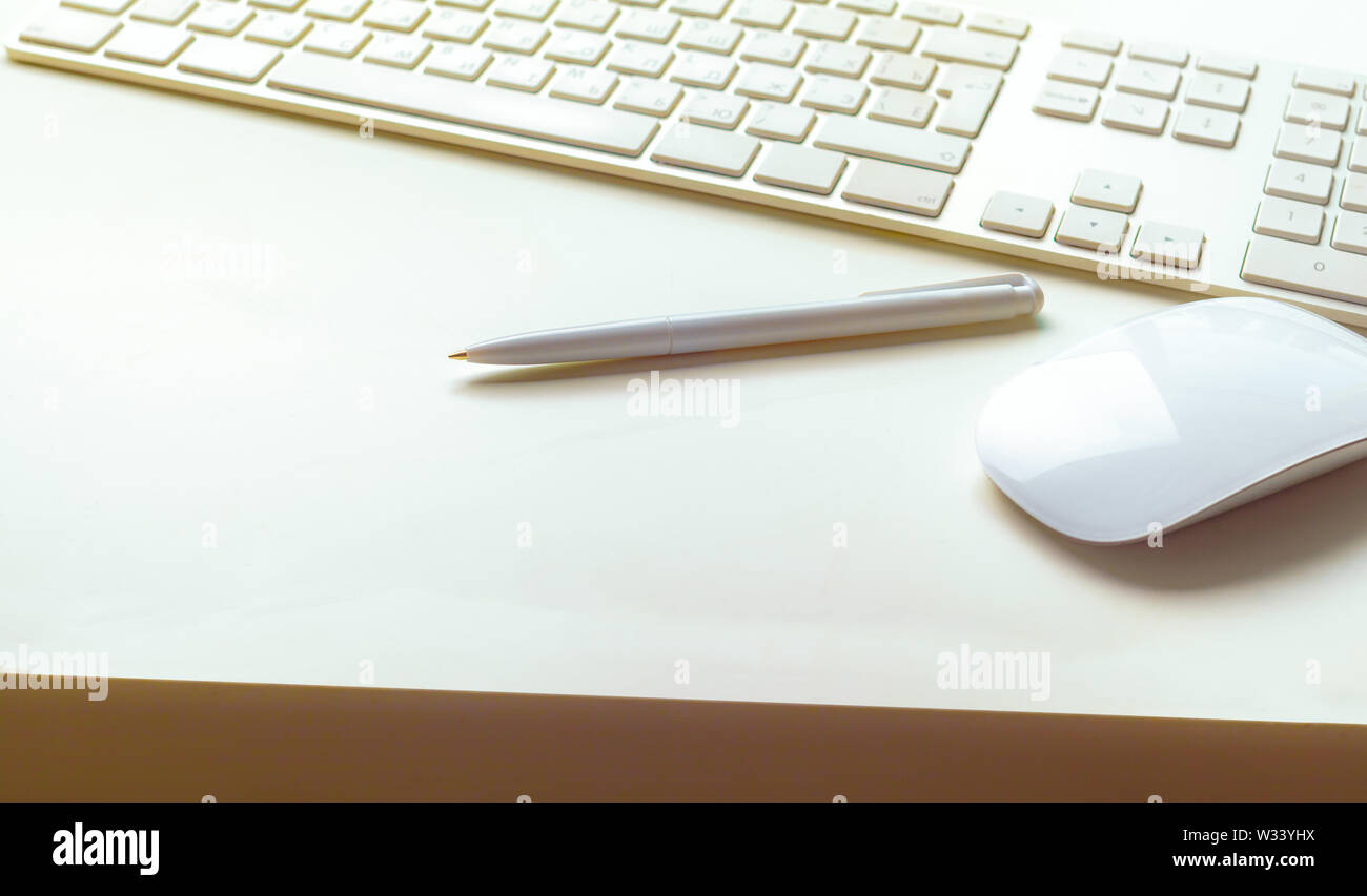 Close up image of computer office keyboard on a white background Stock ...