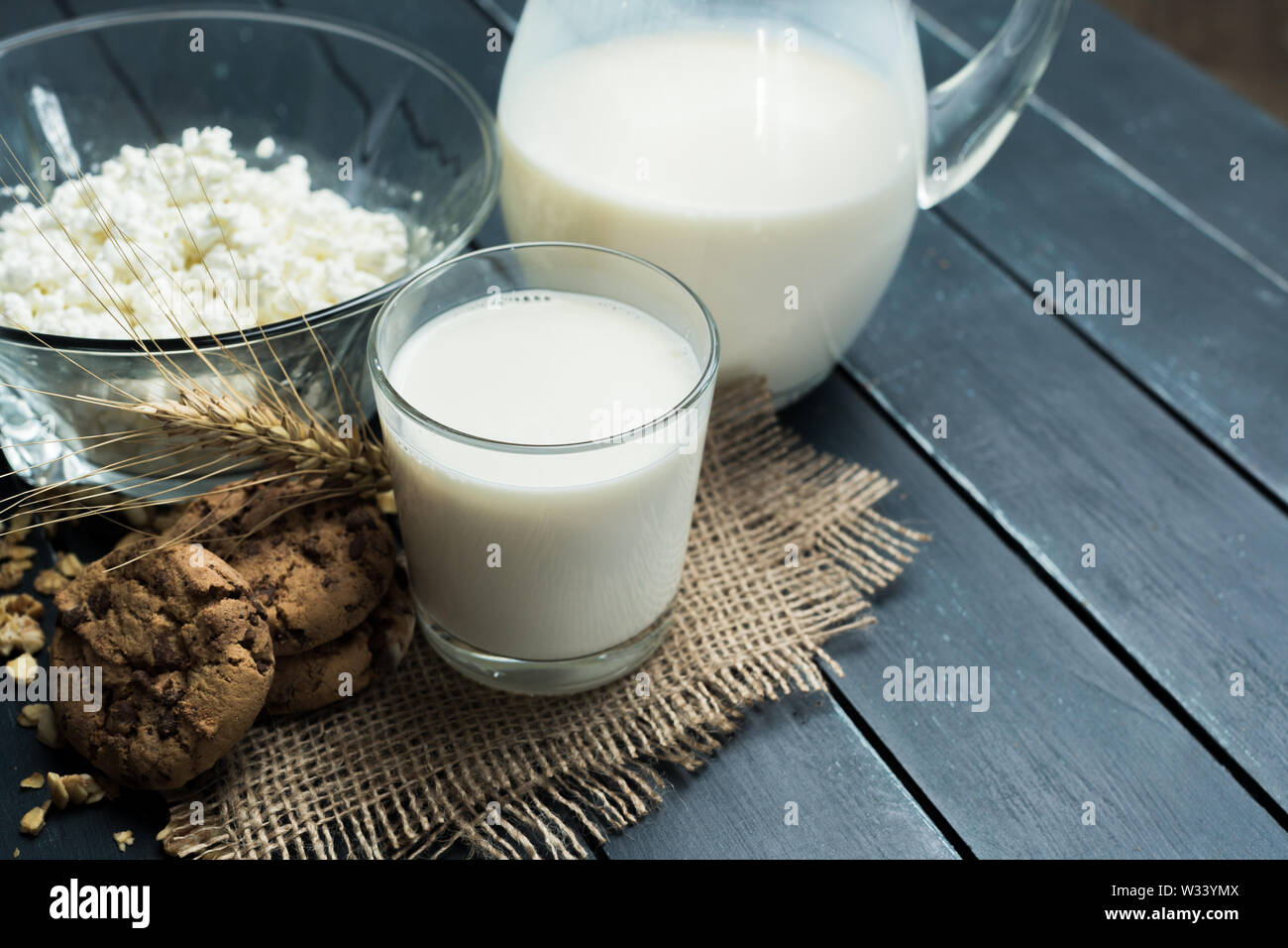 milk, cottage cheese - dairy products Stock Photo - Alamy