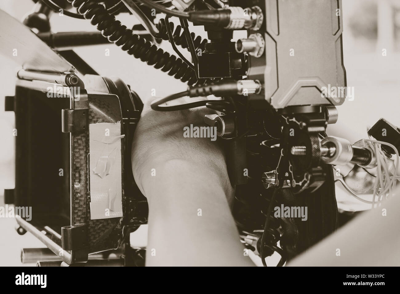 Filming with professional camera background Stock Photo - Alamy