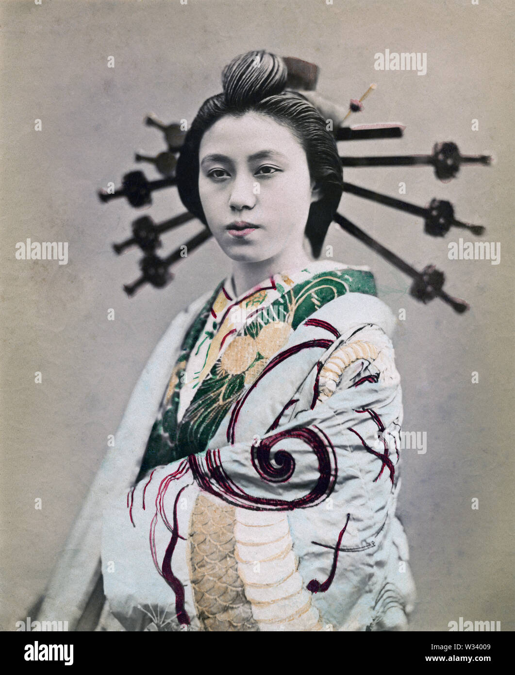 [ 1870s Japan - Japanese Courtesan ] — An Oiran (花魁, high class ...