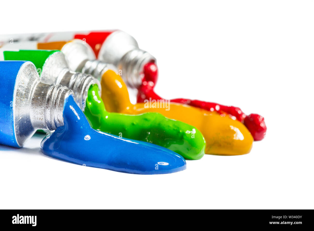 paint in tubes isolated on white Stock Photo - Alamy