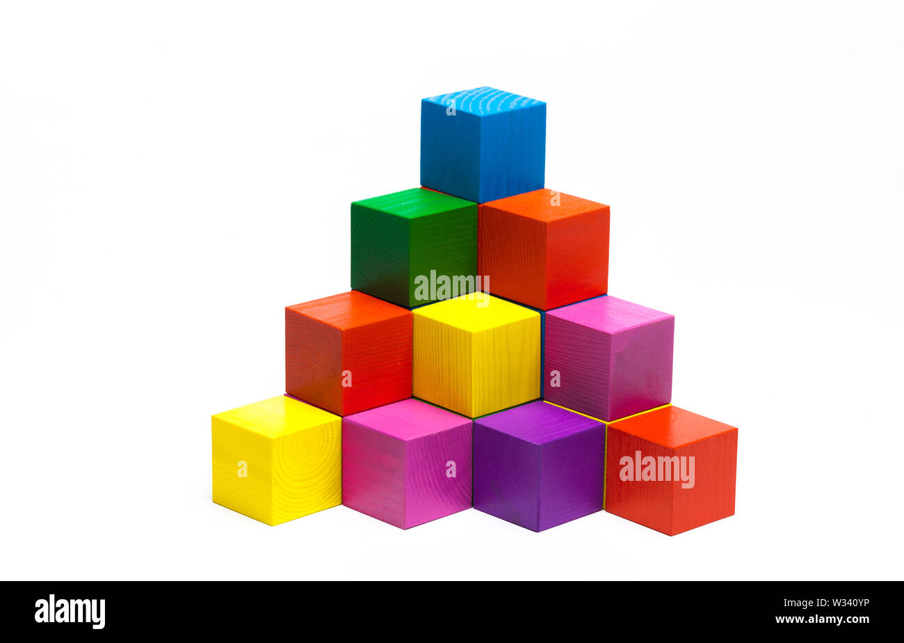 colored children cubes on white isolated background Stock Photo - Alamy