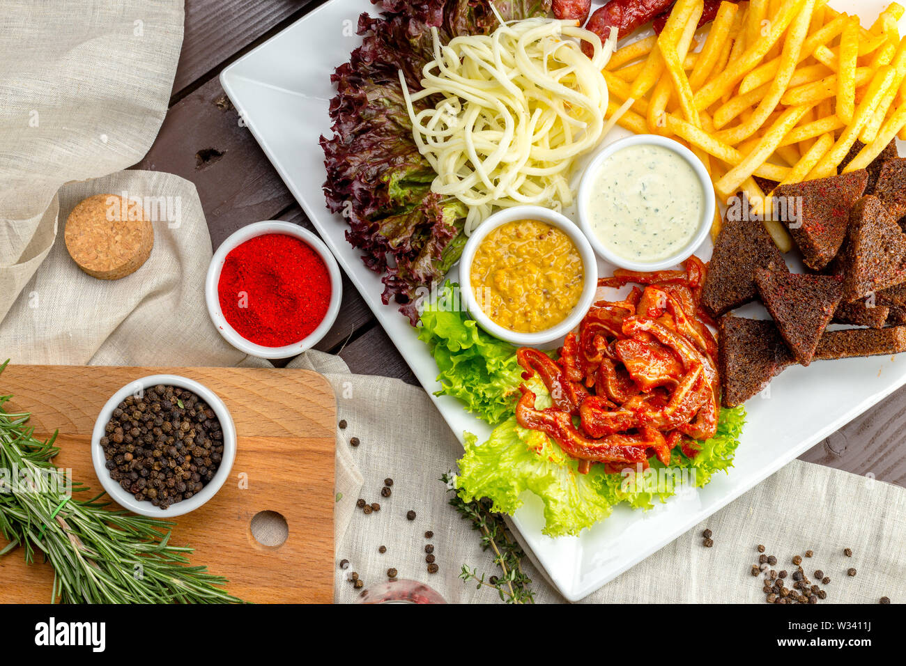 beer snacks served in the restaurant Stock Photo - Alamy