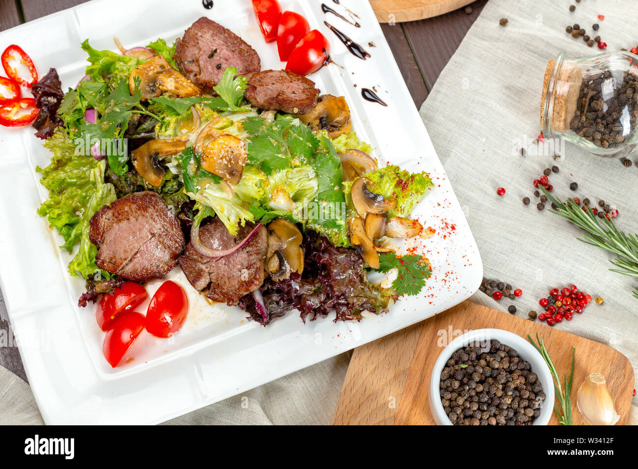 meat salad with vegetable Stock Photo - Alamy