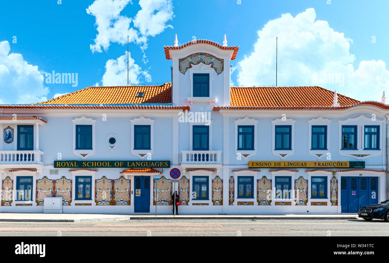 Language school building in the center of Aveiro, Portugal Stock Photo ...