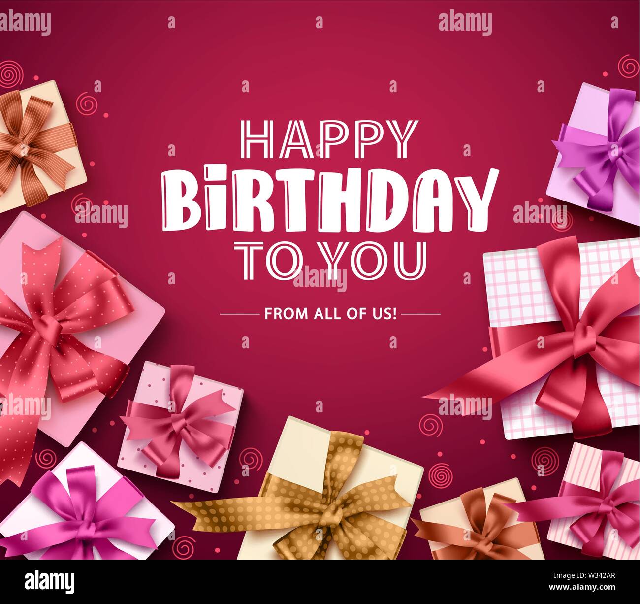 Happy birthday vector greeting card design. Happy birthday text in red ...