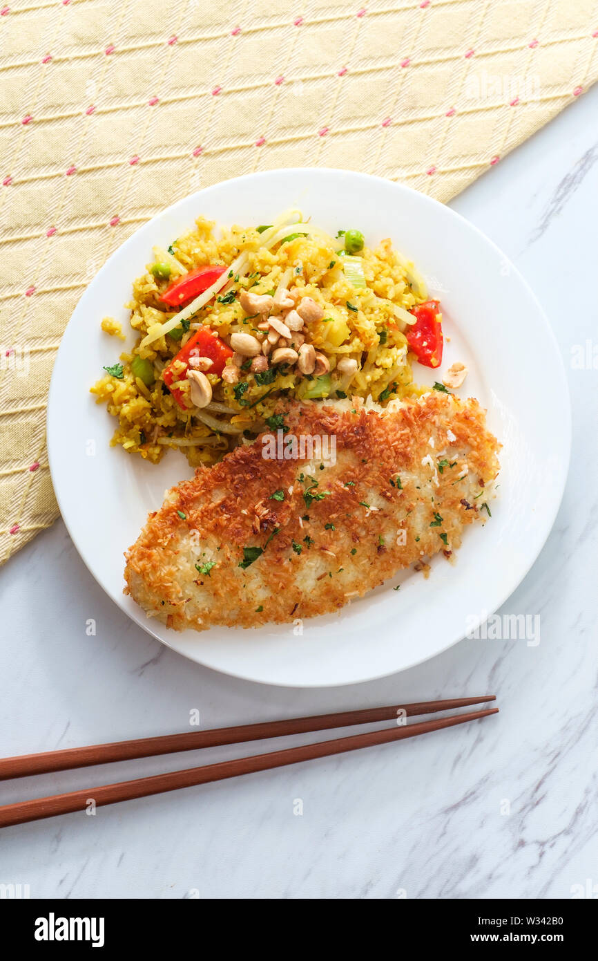 Coconut rice fried chicken peanuts hi-res stock photography and images ...