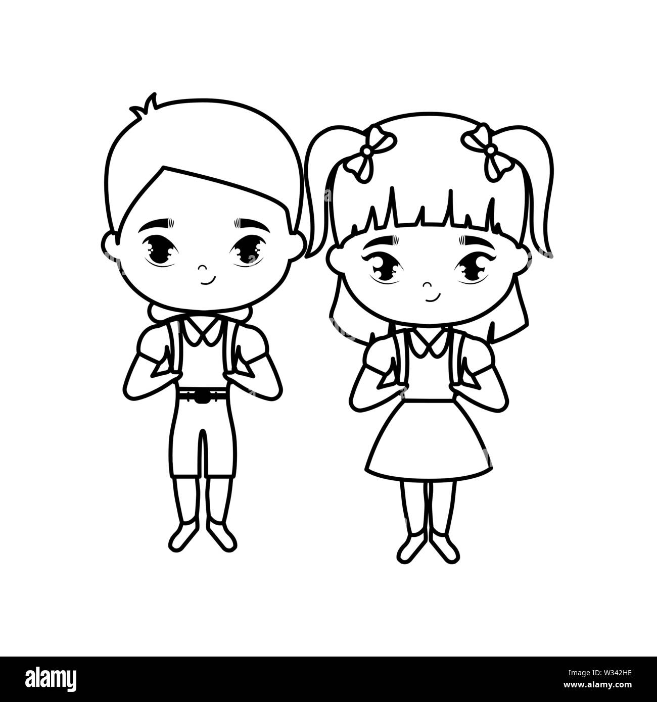 cute little students avatar character vector illustration design Stock ...