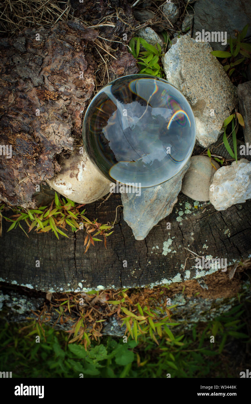 Fortune tellers magic glass crystal ball in nature Stock Photo - Alamy