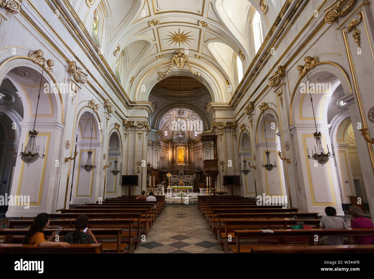 Interior of the Church of Santa Maria Assunta, Positano, Amalfi coast ...