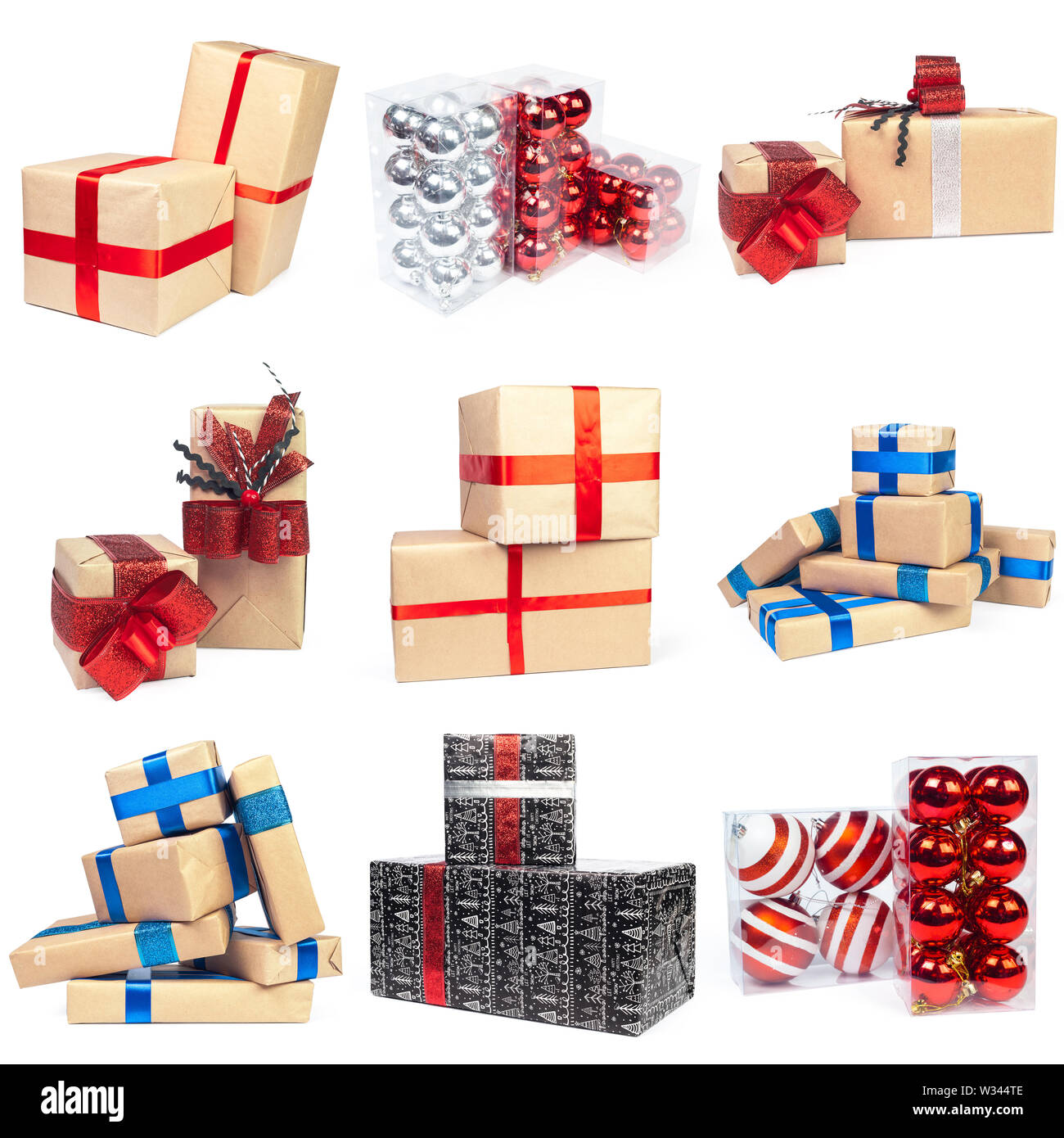 Group of Christmas objects isolated on white background Stock Photo - Alamy