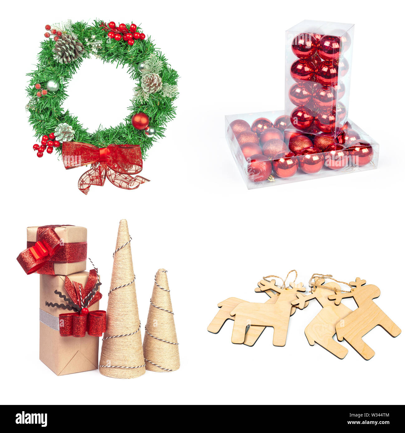 Group of Christmas objects isolated on white background Stock Photo - Alamy