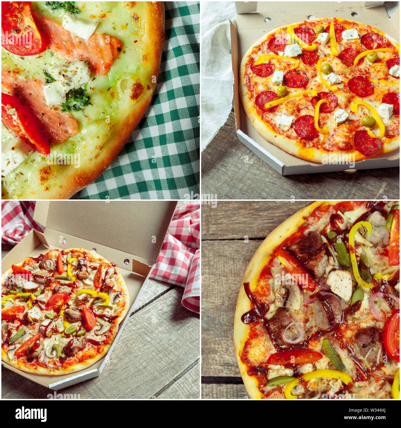 collage of various pizza Stock Photo - Alamy