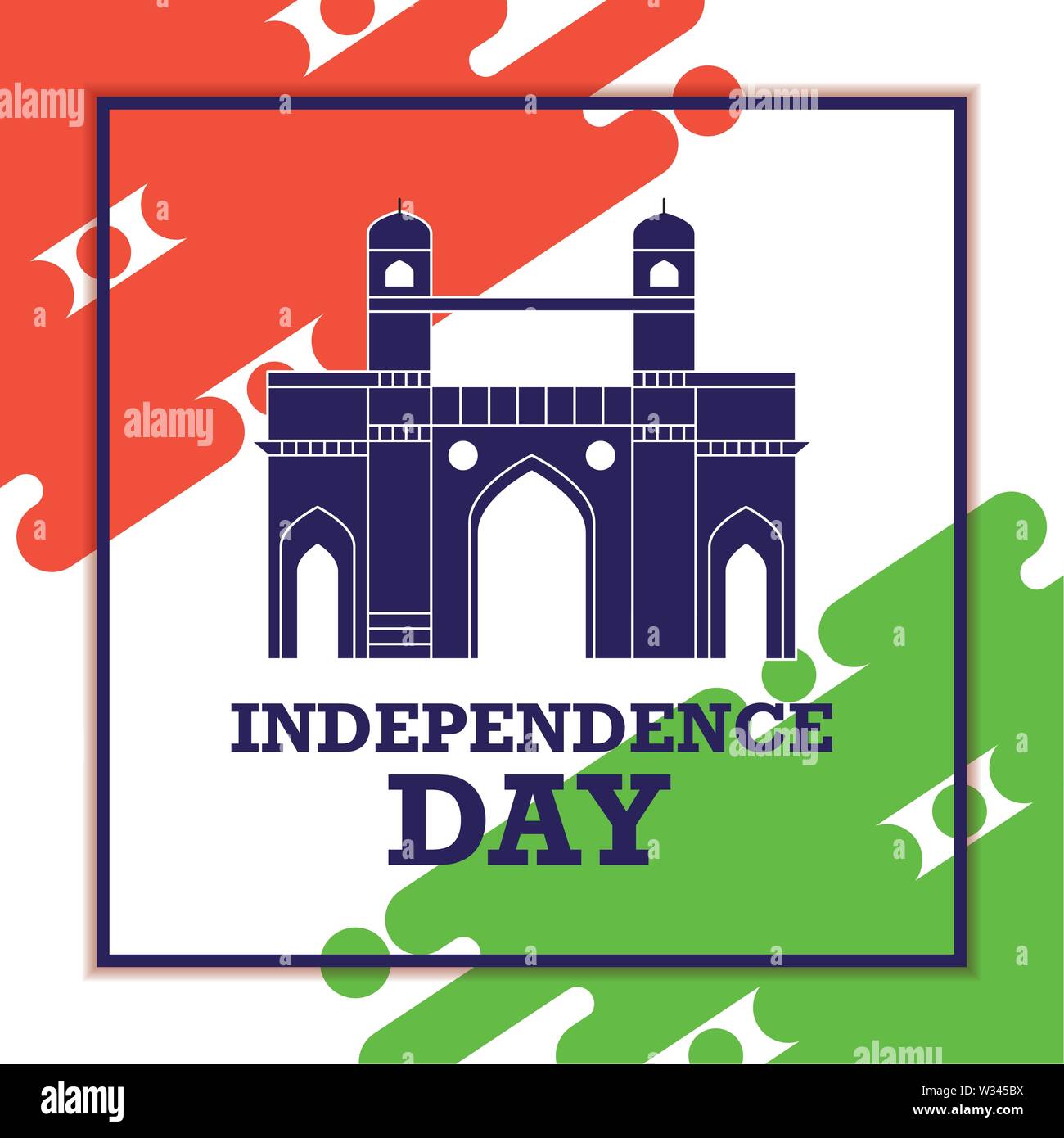 independence day indian label with gate structure vector illustration ...
