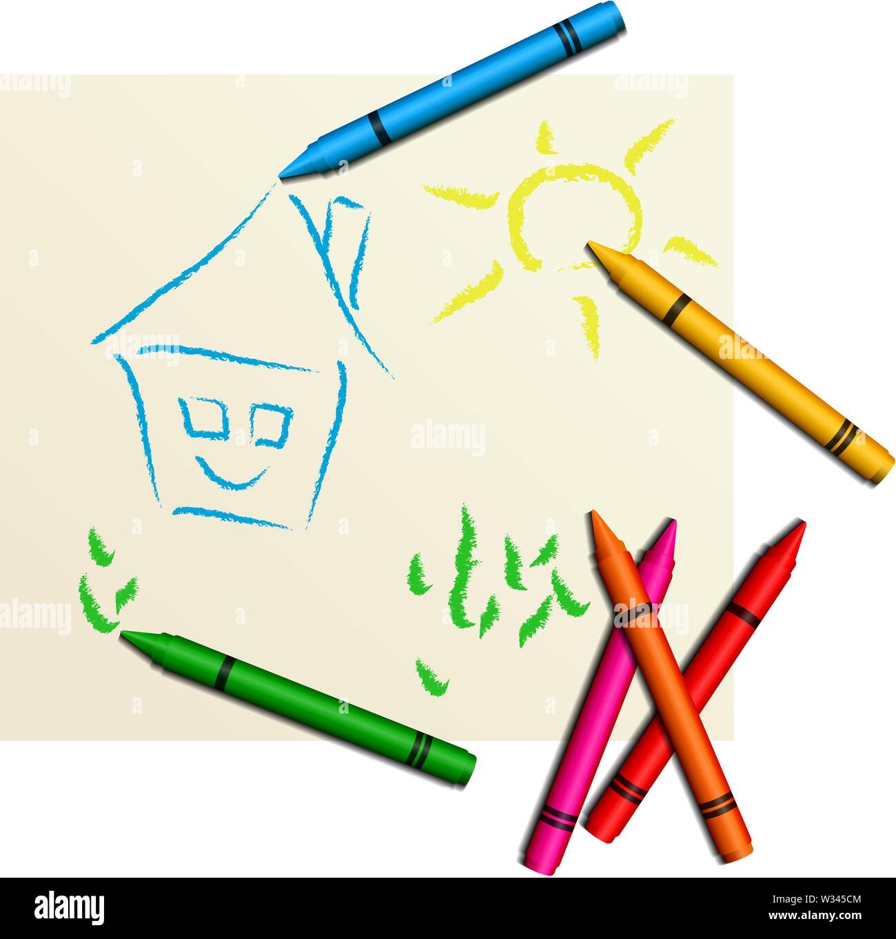 Multicolored cute children's drawing Stock Vector Image & Art - Alamy