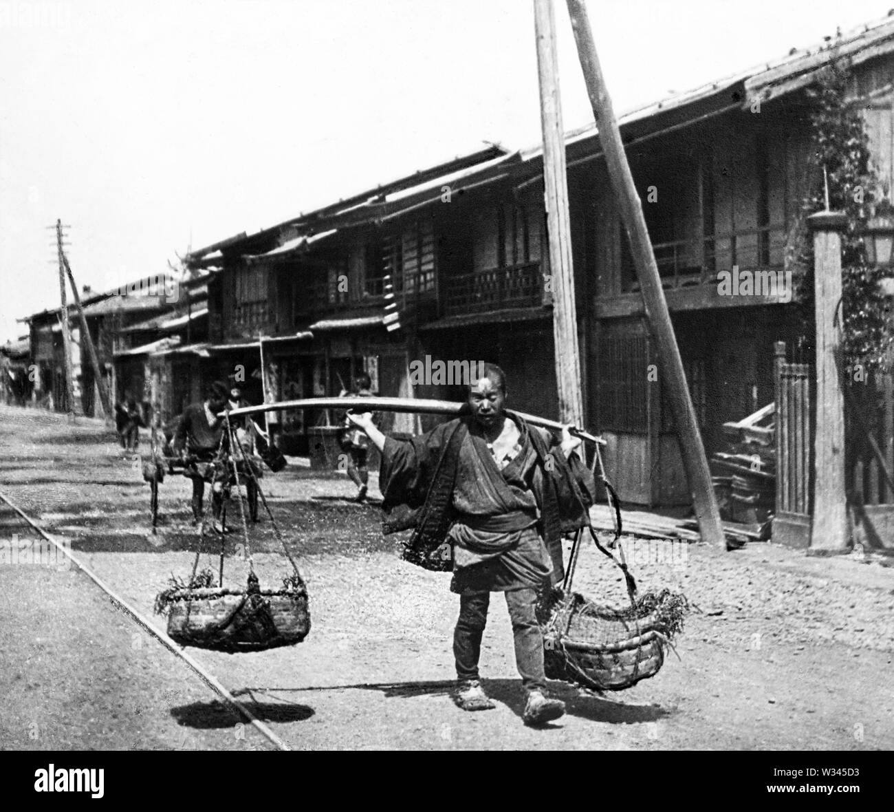 [ 1890s Japan - Japanese Vegetable Vendor ] — A street vendor in Summer ...