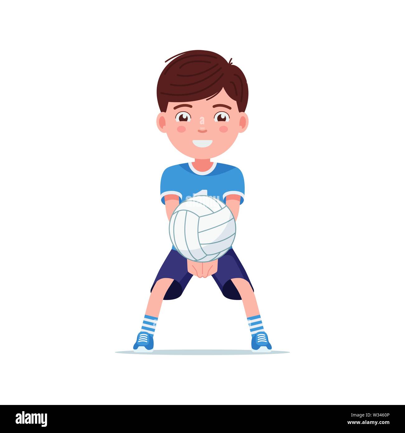 Boy volleyball player beat the ball with his hands Stock Vector Image ...