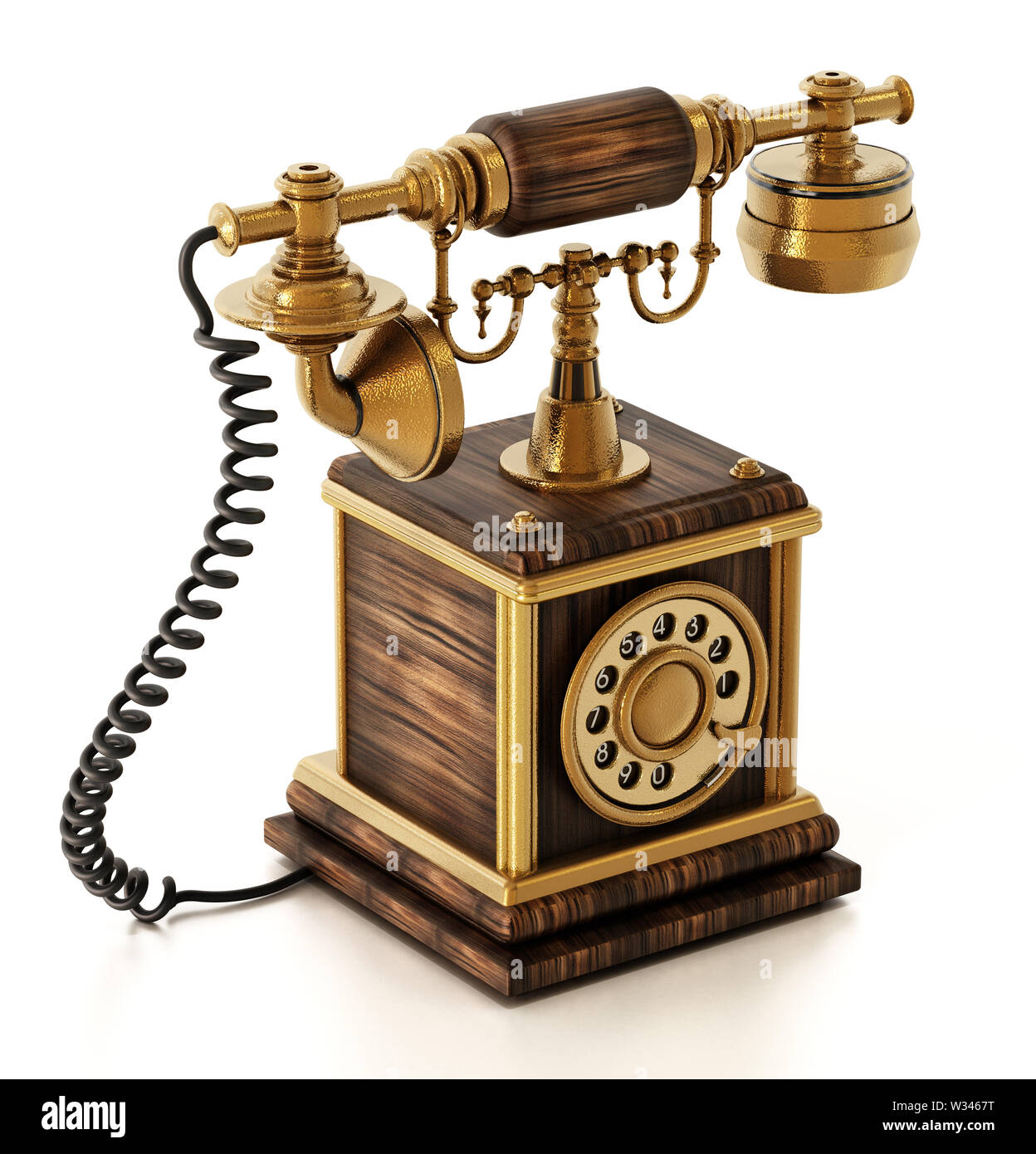 Antique dial phone isolated on white background. 3D illustration Stock ...