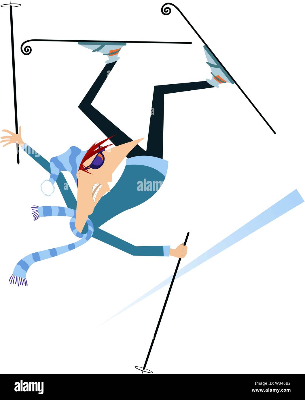 Skiing accident cartoon hi-res stock photography and images - Alamy
