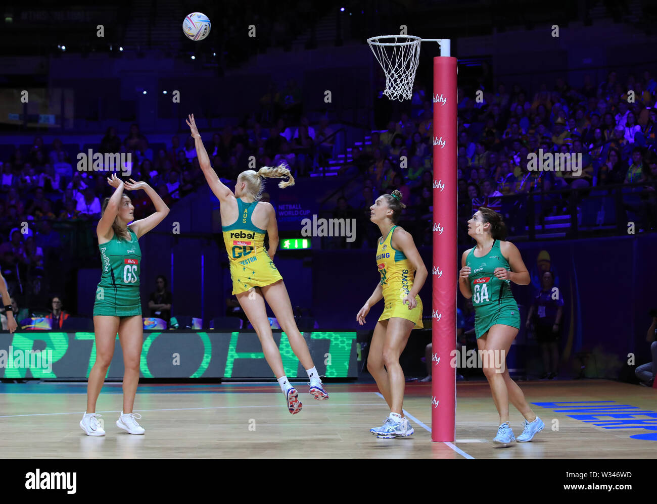 Northern Ireland's Shaunagh Craig shoots during the Netball World Cup ...