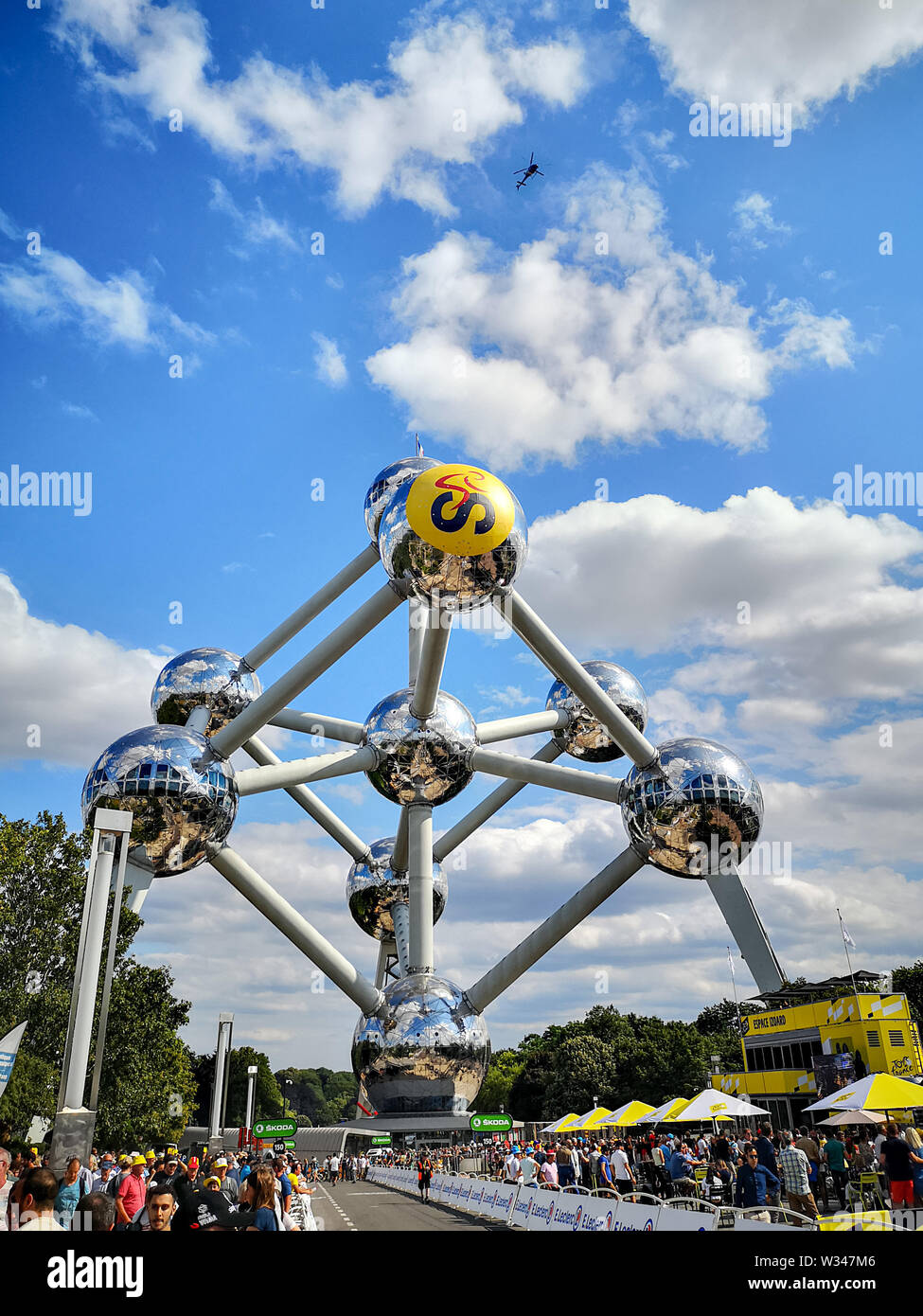 July 7th 2019 - Brussels, Belgium: People gathering at the Atomium for ...