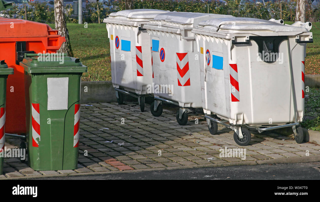 Sorting and Recycling Trash Bins and Dumpster Containes Stock Photo - Alamy