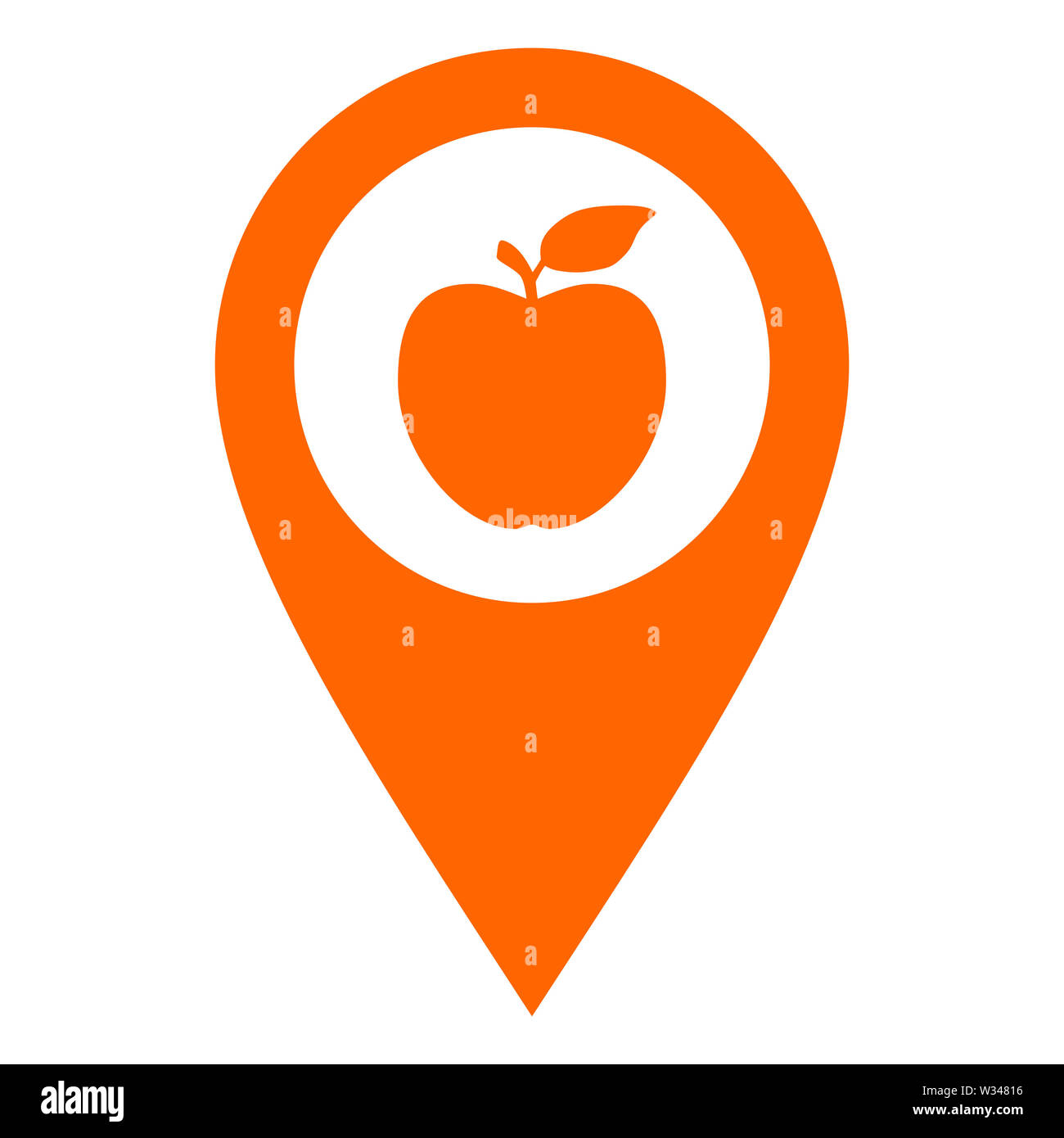 Apple and location pin Stock Photo - Alamy