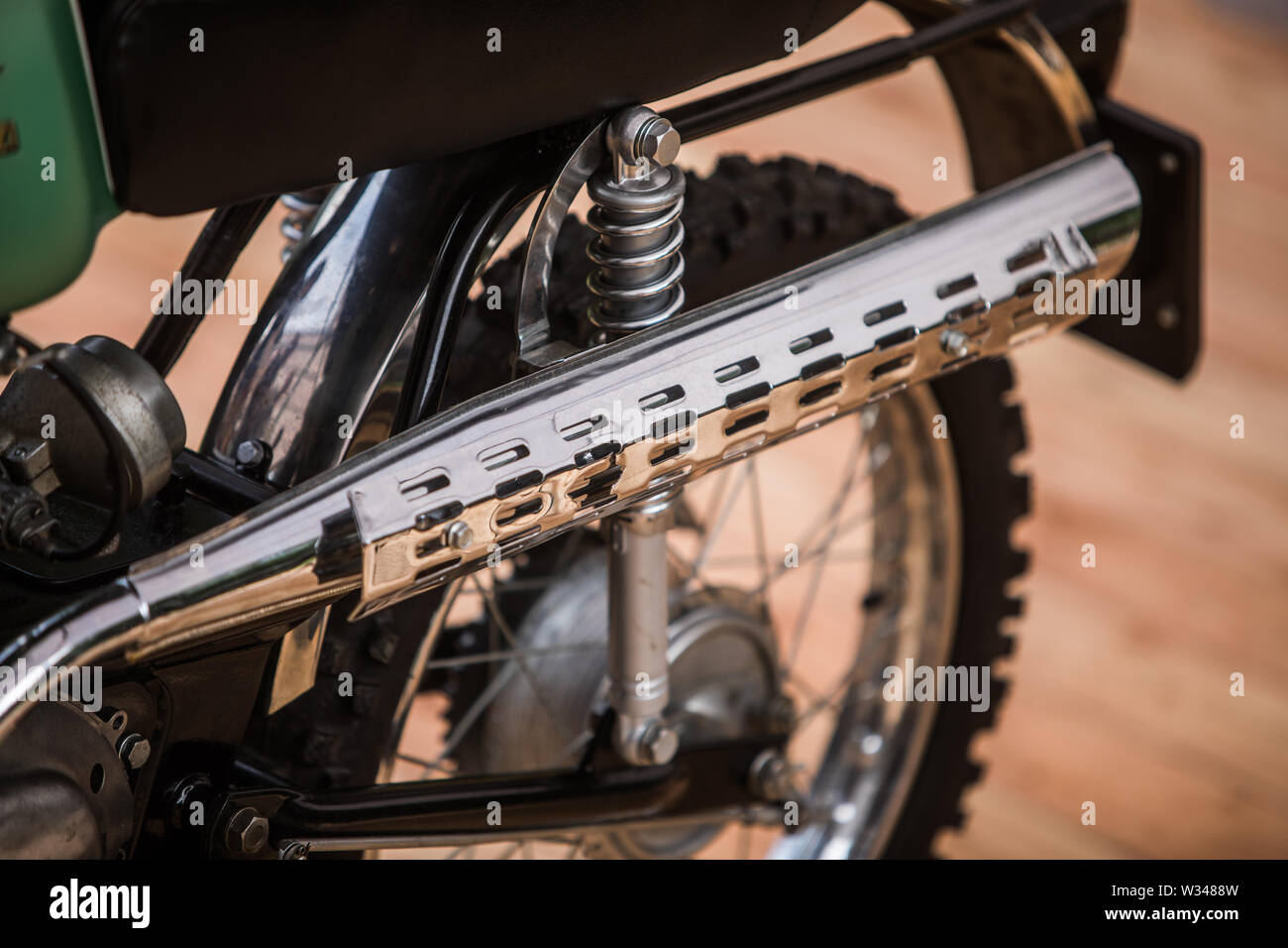 Close up of a vintage motorcycle exhaust pipe Stock Photo - Alamy