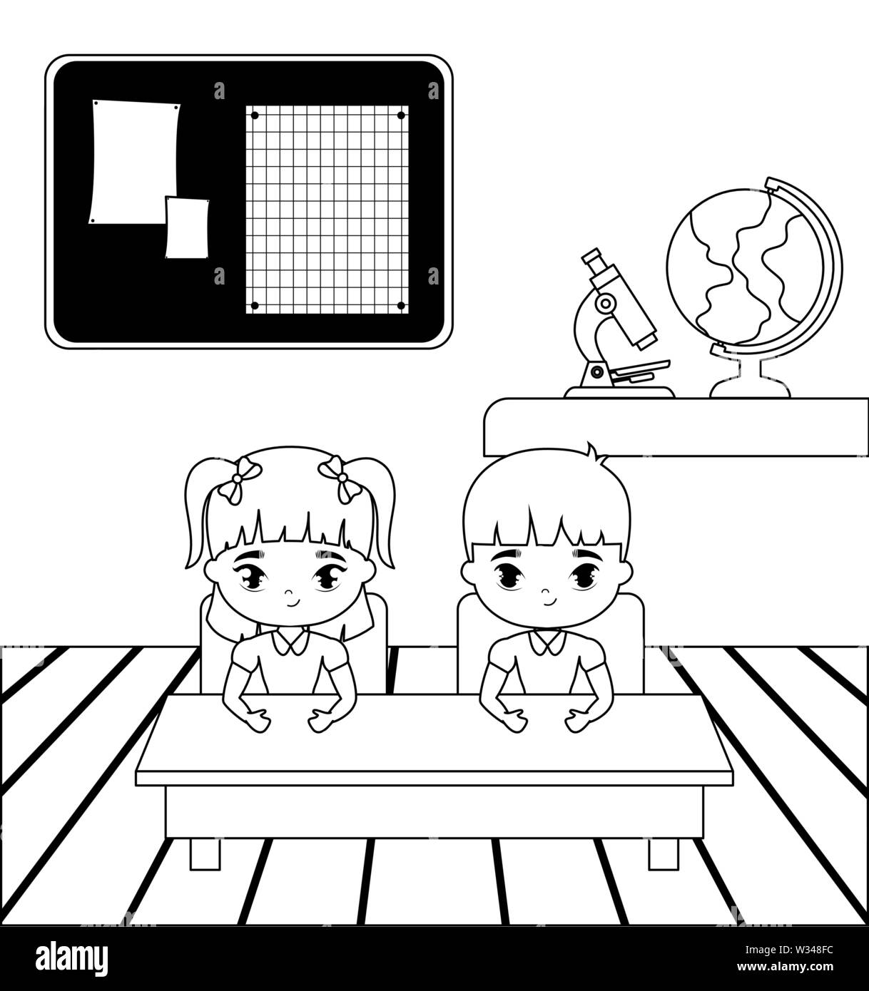 Little Students In The Classroom Scene Vector Illustration Design Stock little-students-in-the-classroom-scene-vector-illustration-design-stock