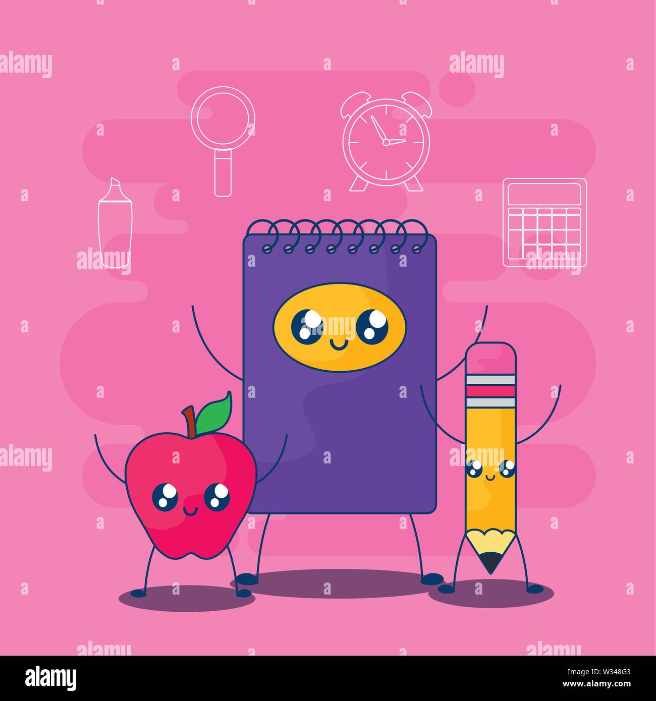 notebook with set supplies school kawaii style Stock Vector Image & Art ...