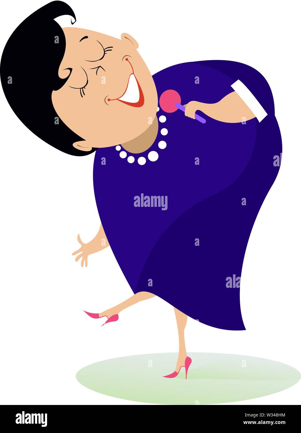 Romantic singer woman isolated illustration. Woman with a microphone ...