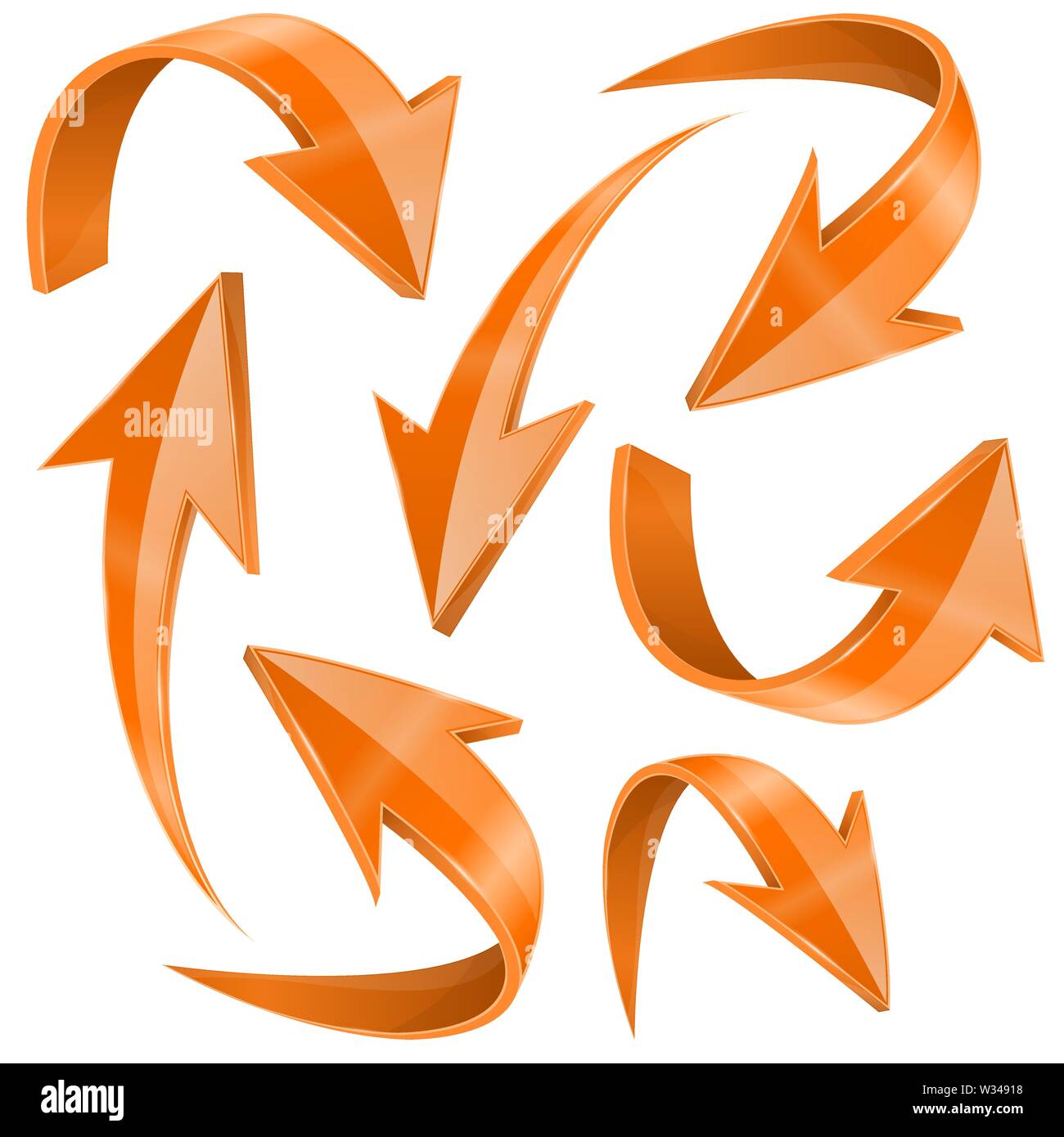 Orange arrows set. Curved icons collection Stock Vector Image & Art - Alamy