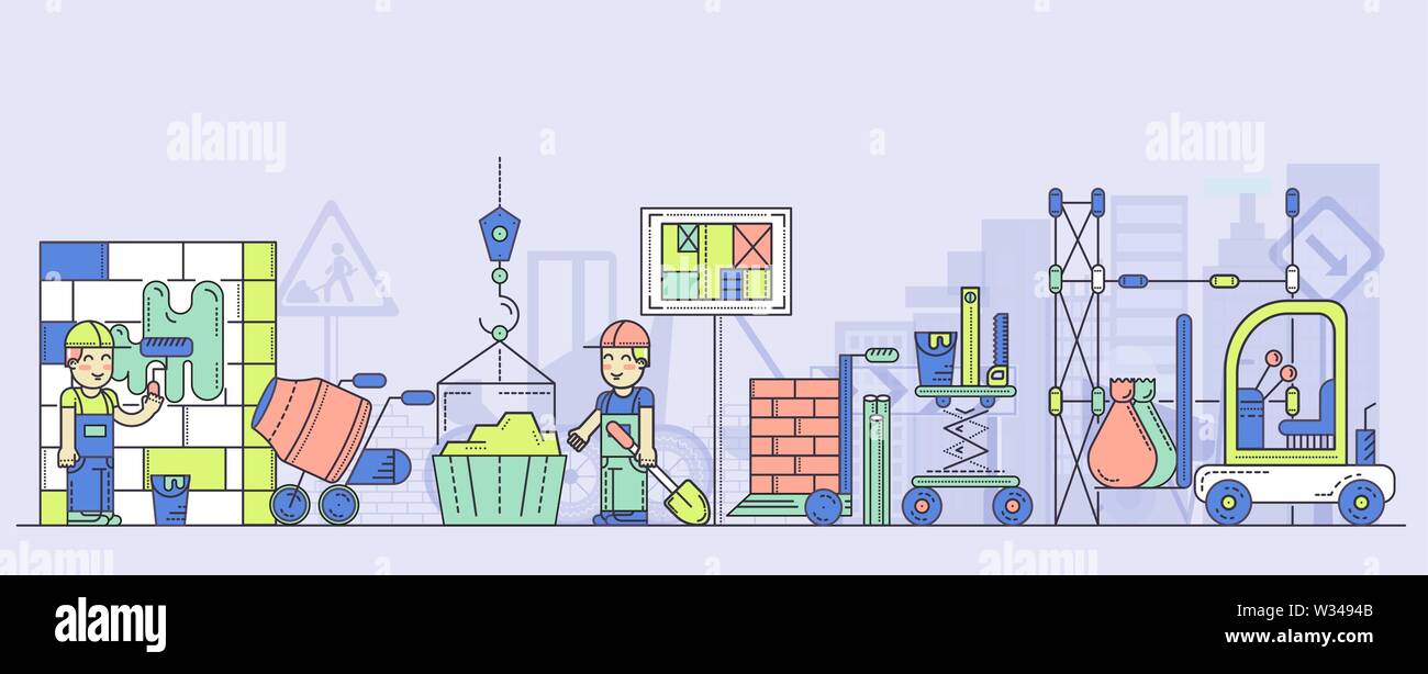 Team work cartoon crane construction hi-res stock photography and ...