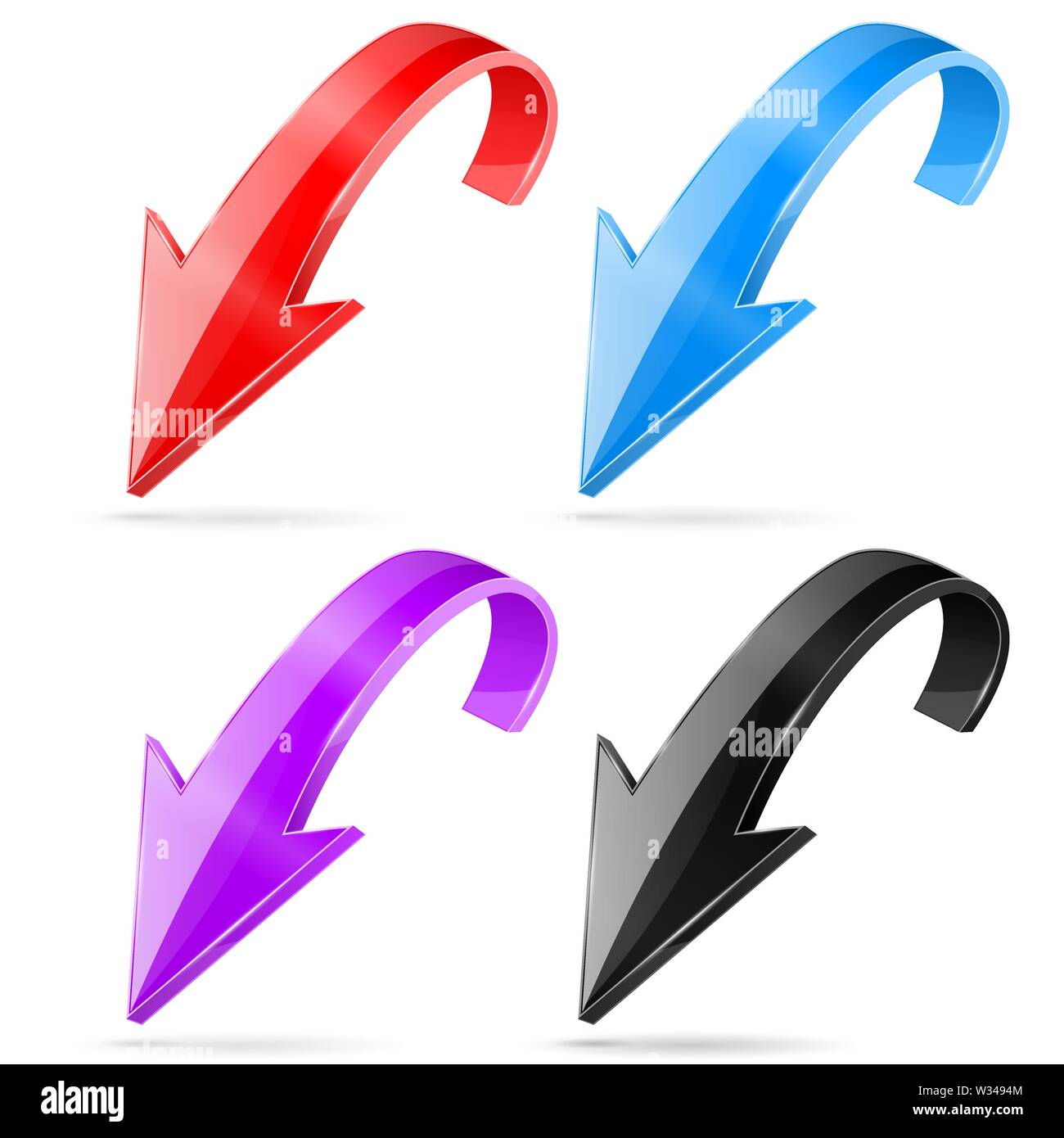 Down arrows. 3d shiny web icons Stock Vector Image & Art - Alamy