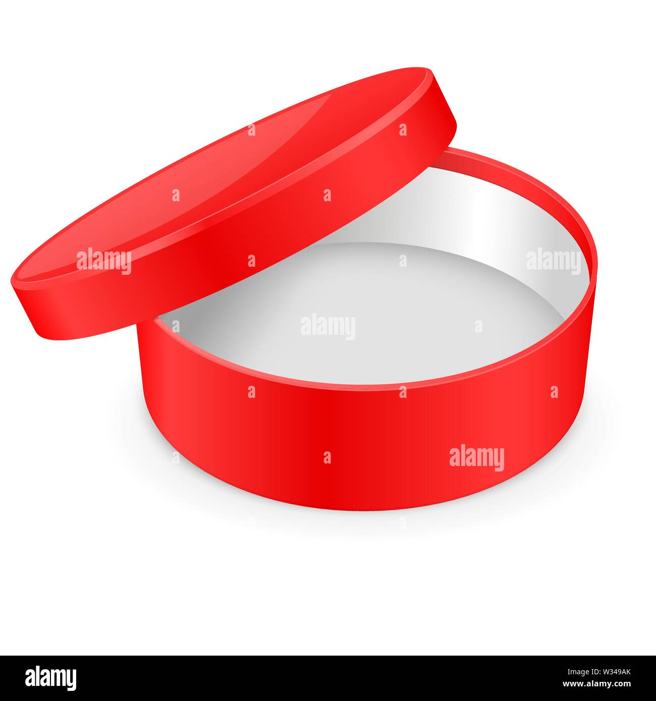 Round red hat box. Open empty carton. Vector illustration Stock Vector ...
