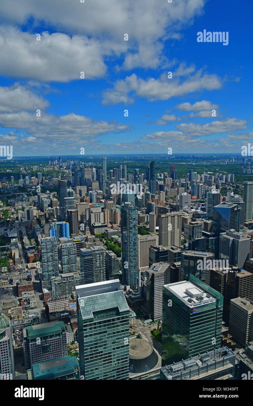 Panoramic view of the skyline of Toronto as seen from the CN Tower ...