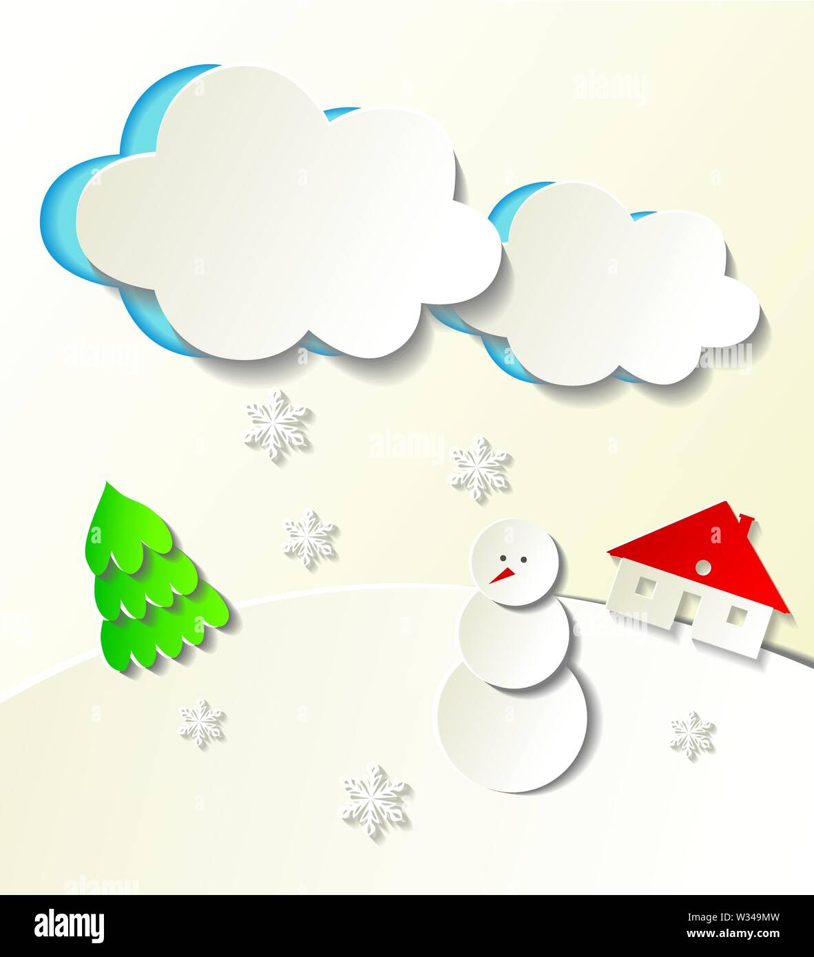 Paper cut out winter concept. Vector illustration Stock Vector Image ...