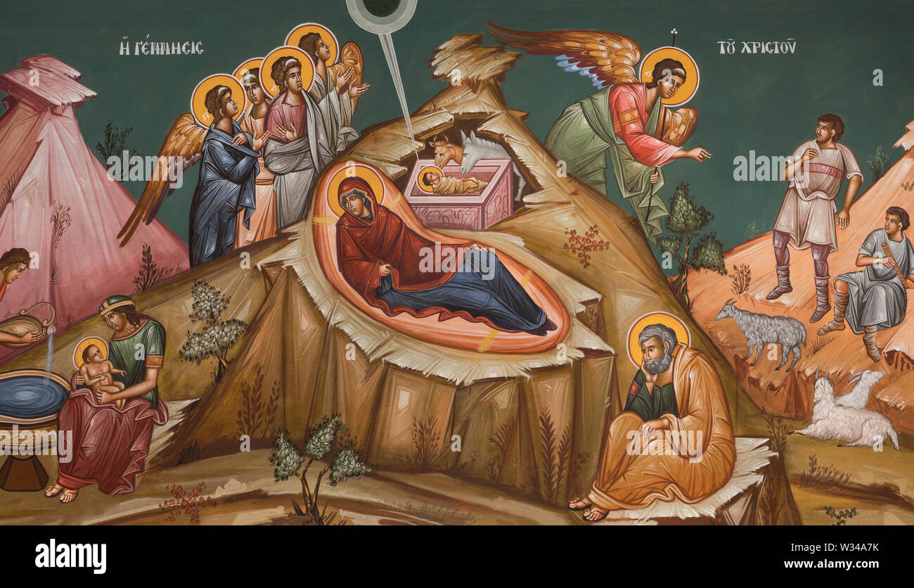 Orthodox icon of nativity of Jesus Stock Photo - Alamy