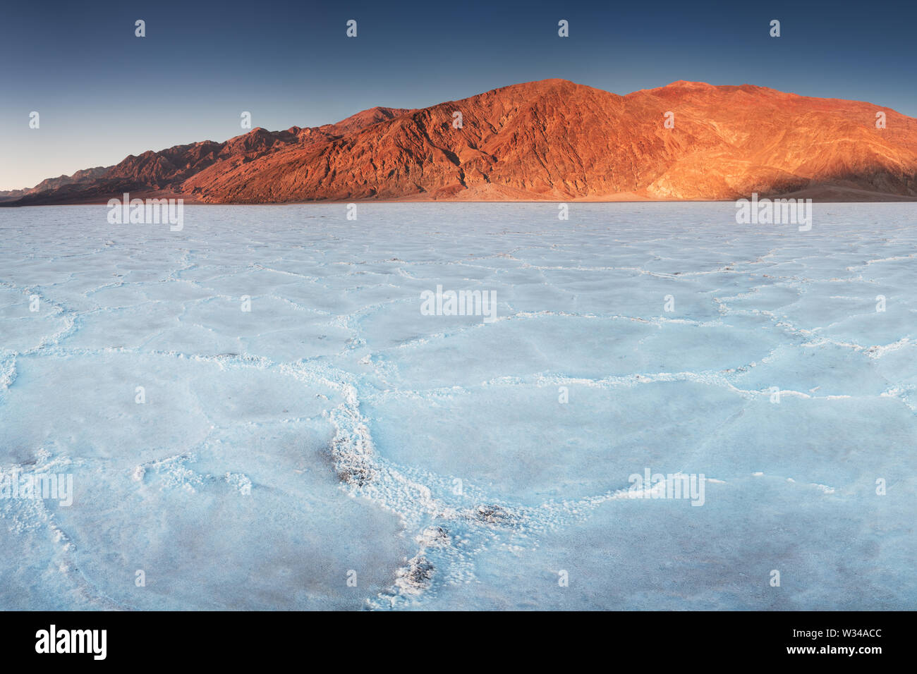 View of the Basins salt flats, Badwater Basin, Death Valley, Inyo ...