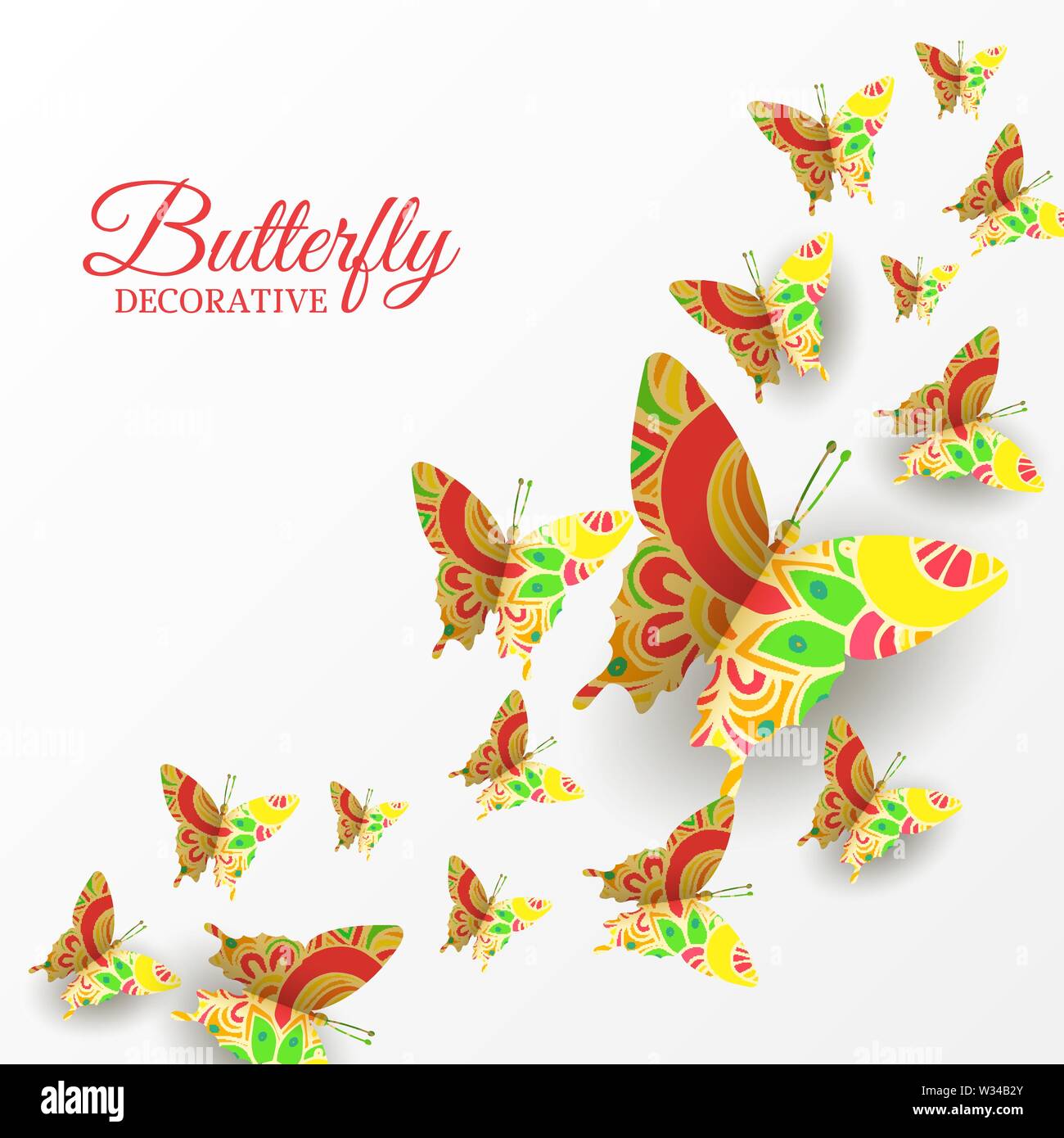 Abstract summer background. Decorative frame with colorful flying ...