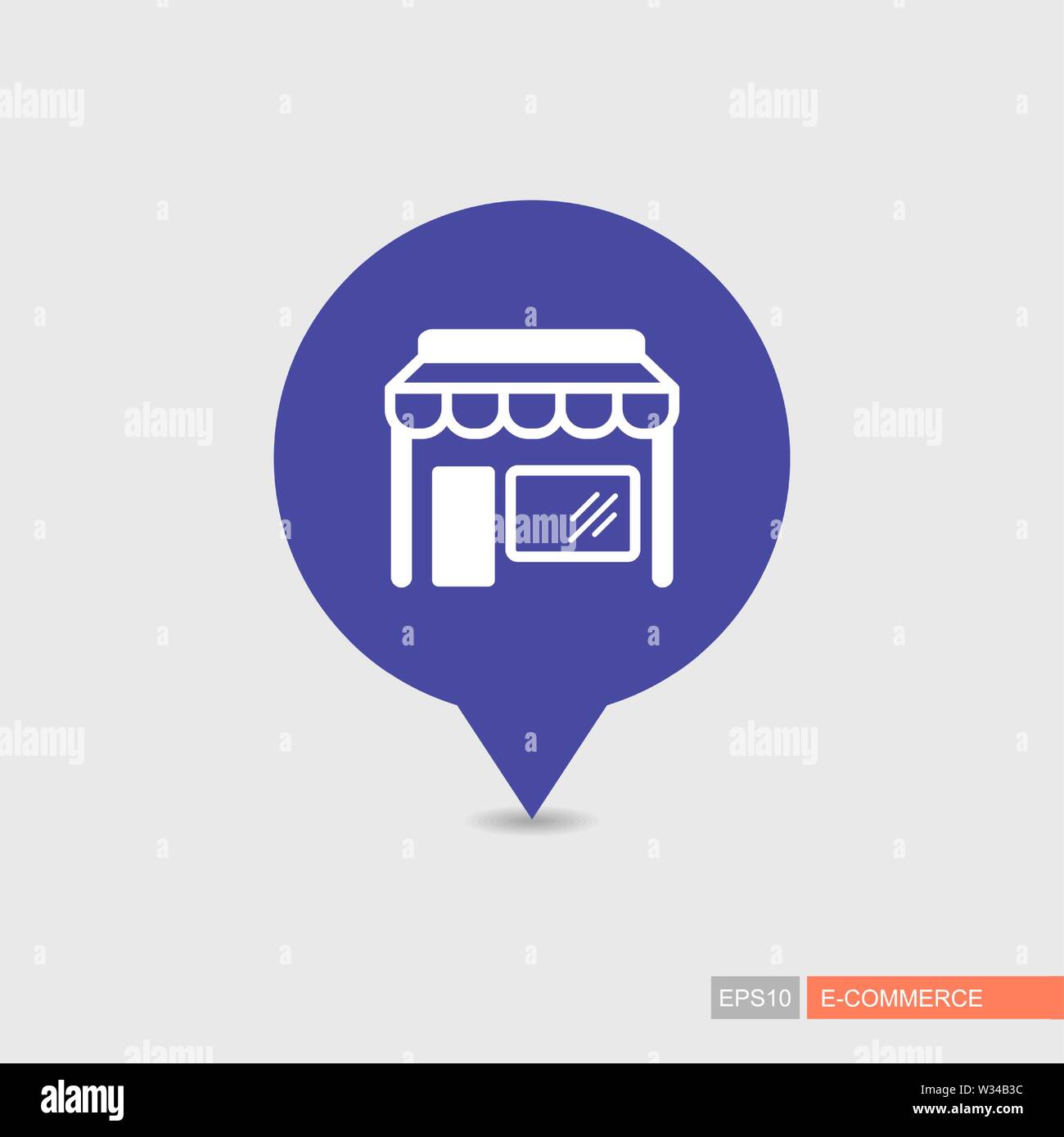 Store front isolated pin map icon. E-commerce sign. Map pointer. Map ...