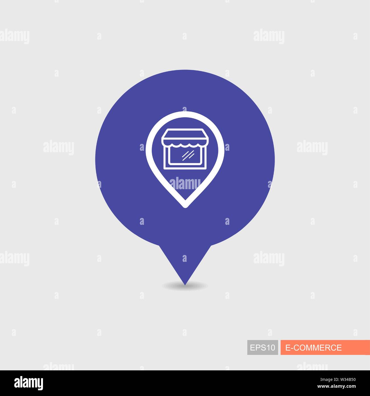 Supermarket store front pin map icon. E-commerce sign. Map pointer. Map ...