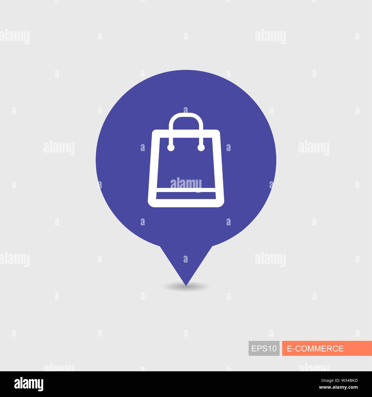 Shopping bag pin map icon. E-commerce sign. Map pointer. Map markers ...