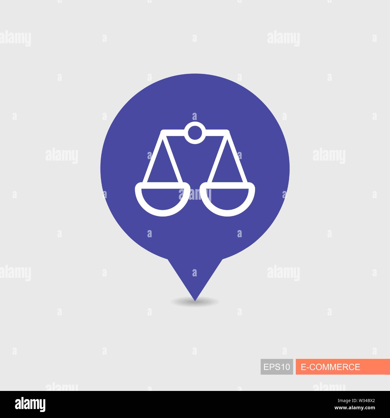 Scales pin map icon. E-commerce sign. Map pointer. Map markers ...