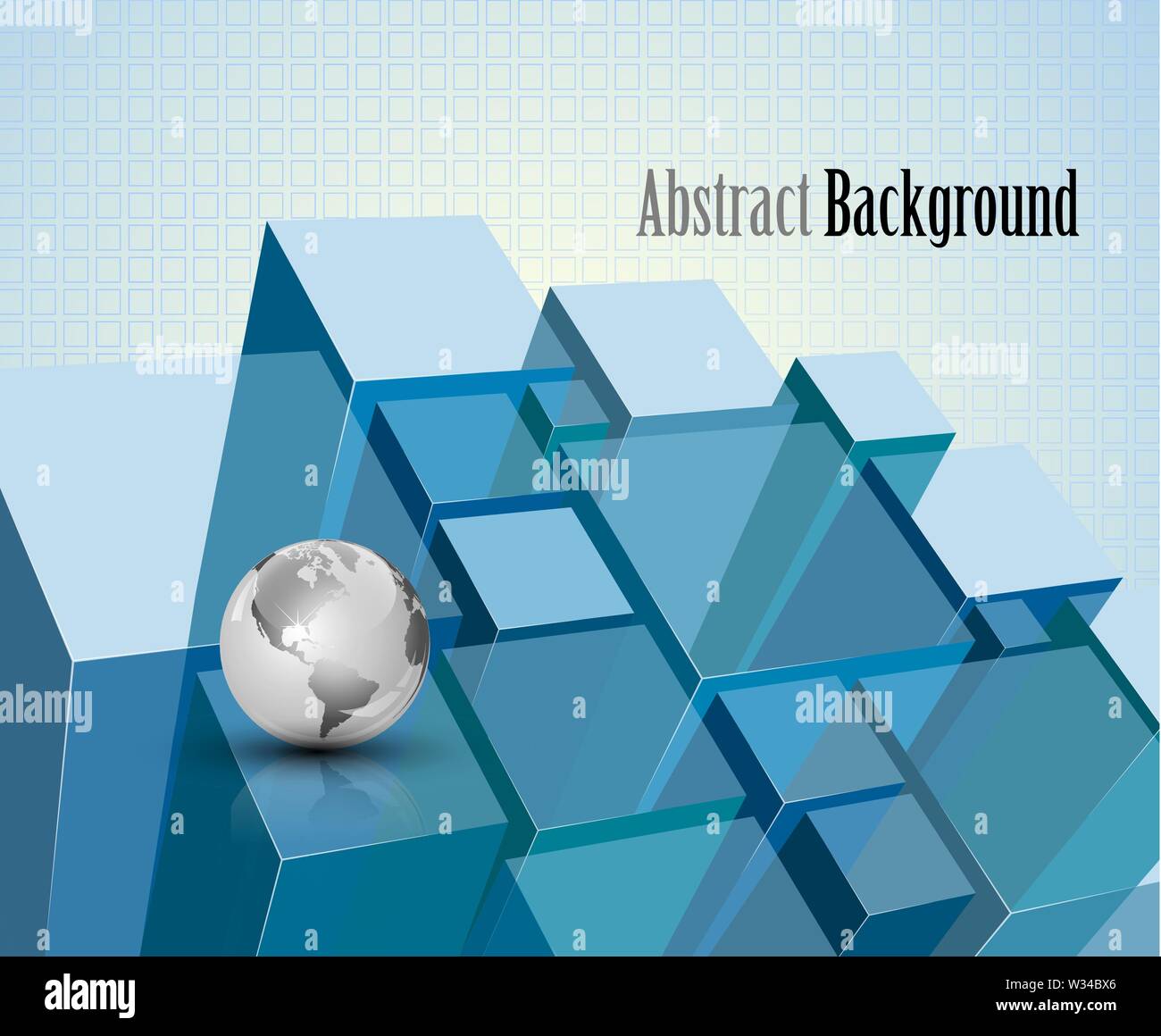 3d blue transparent crystal modules abstract background - vector ...