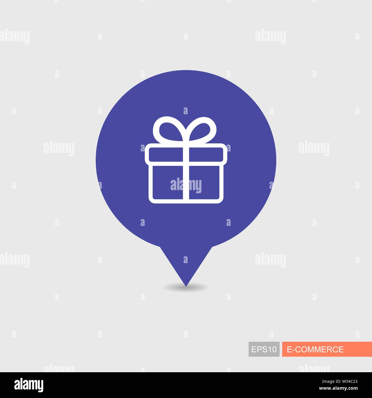 Gift pin map icon. E-commerce sign. Map pointer. Map markers ...