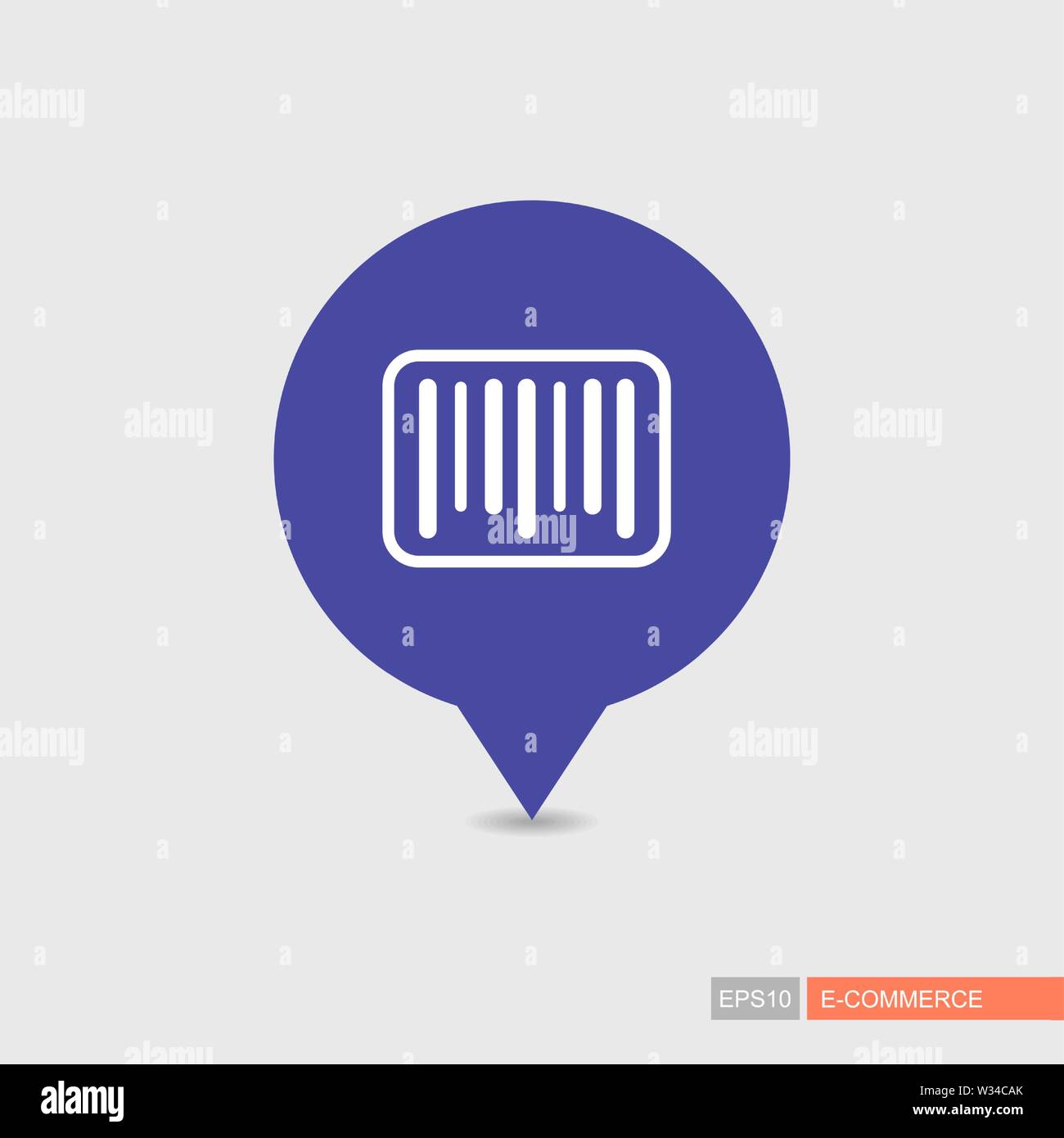 Barcode pin map icon. E-commerce sign. Map pointer. Map markers ...